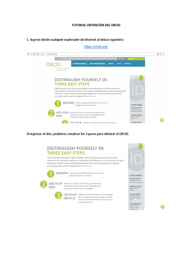 Tutorial ORCID 1 | PDF | Bases de datos | Información