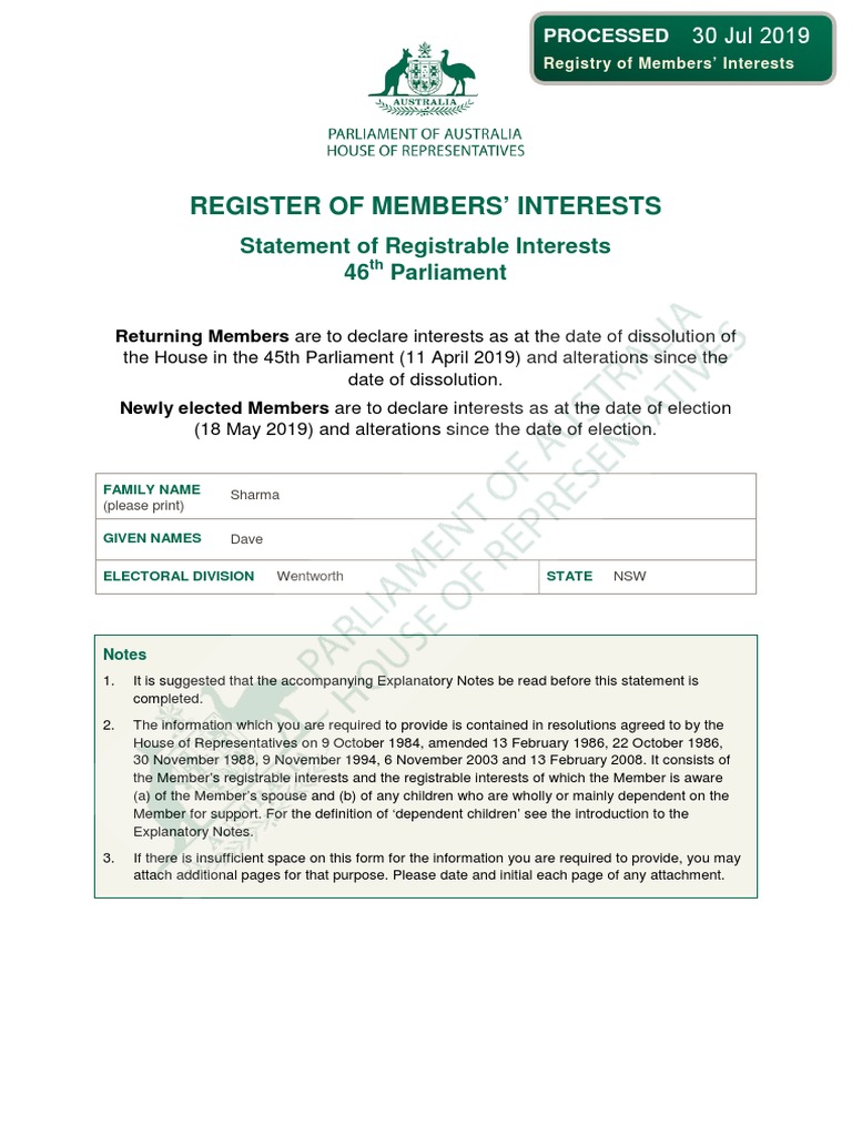 Register of Members' Interests | PDF | Ing Group | Wealth