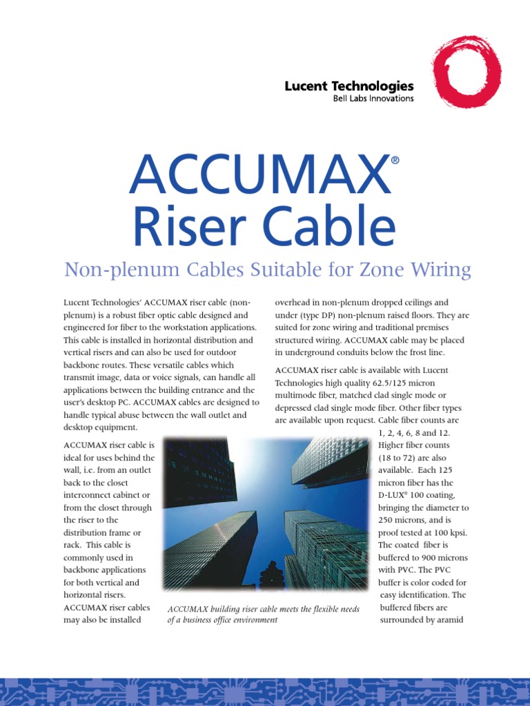 Accumax Riser Cable: Non-Plenum Cables Suitable For Zone Wiring | PDF ...