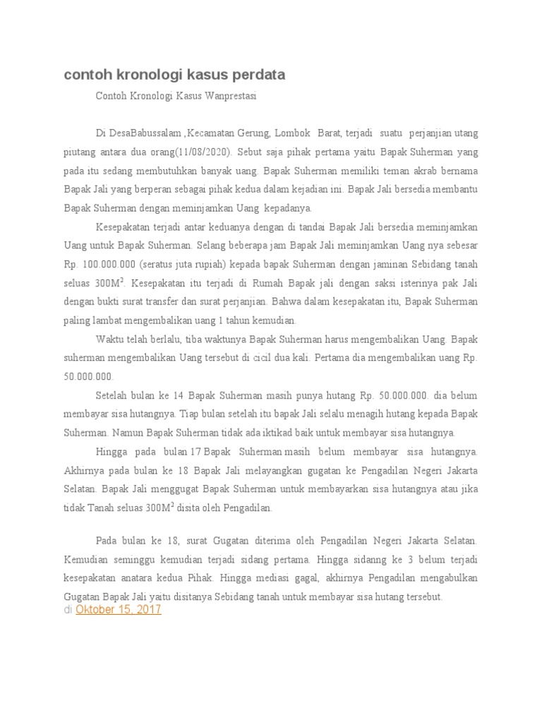 Contoh Kronologi Kasus Perdata | PDF
