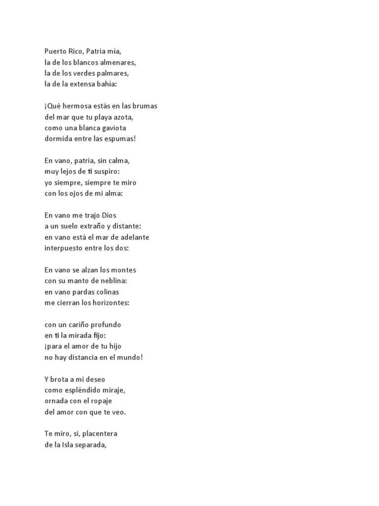 Poema a Puerto Rico: Patria Mía | PDF | Poesía