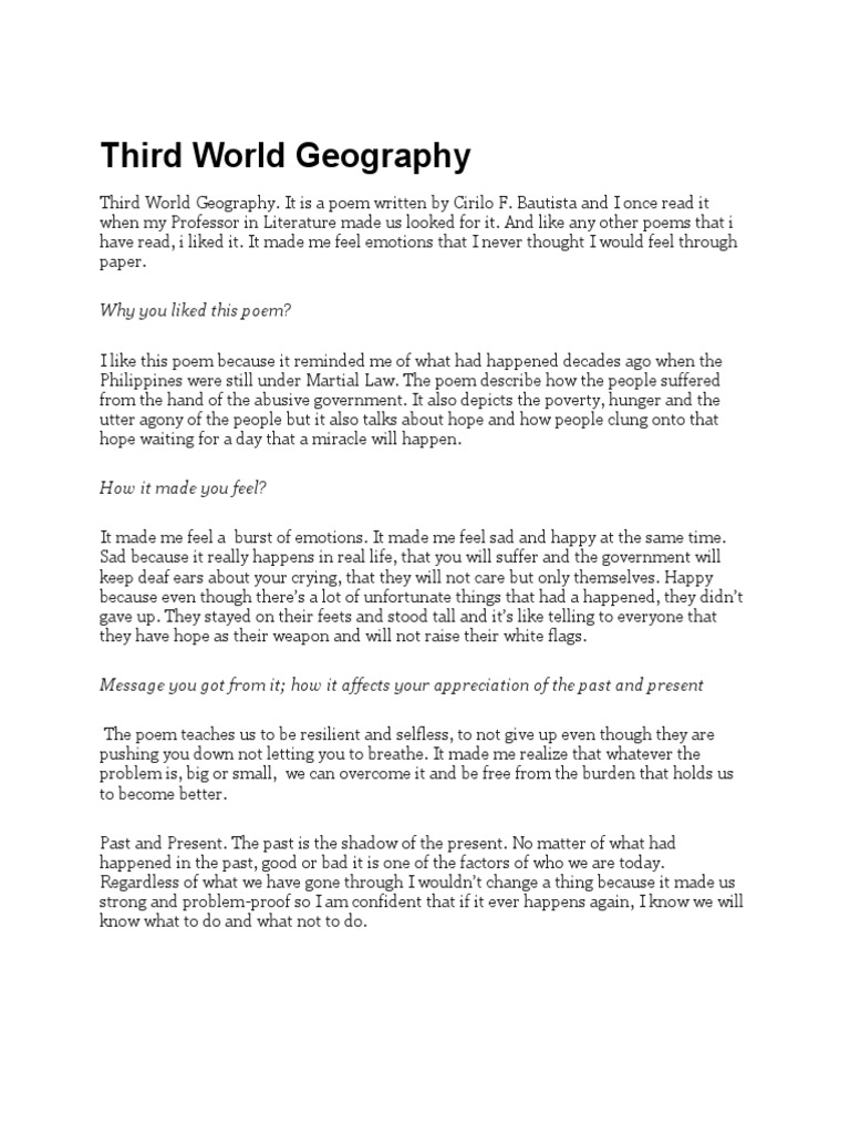 Third World Geography: Why You Liked This Poem? | PDF | Saudi Arabia ...