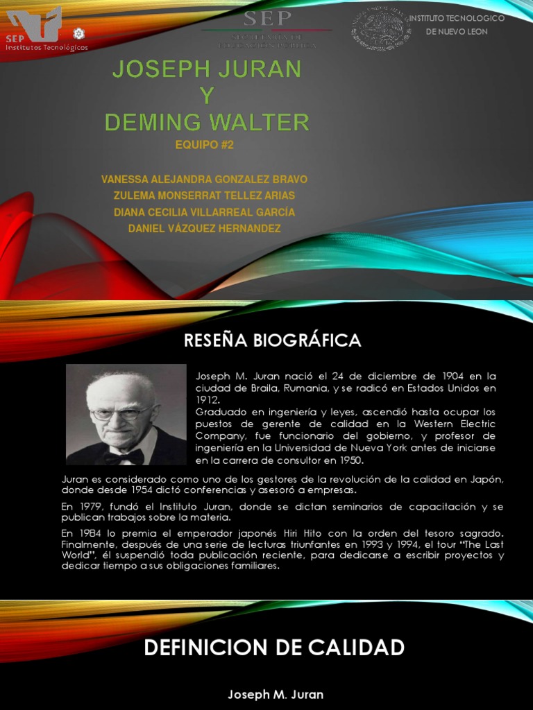 Juran y Deming: Pilares de la Calidad | PDF | Calidad (comercial ...