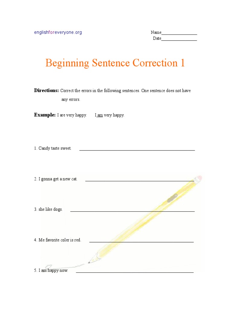 Beginning Sentence Correction Exercise | PDF