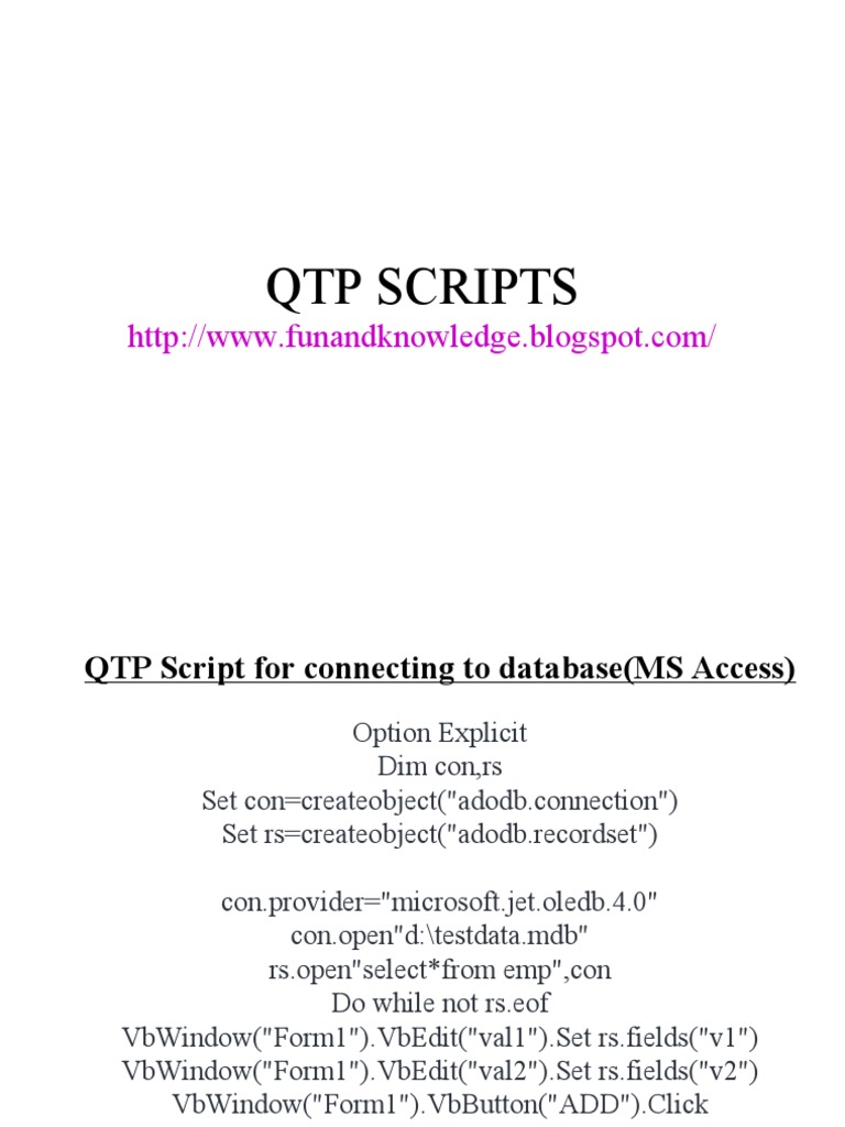 QTP Scripts1 1208120948666530 9 | PDF | Microsoft Excel | Software