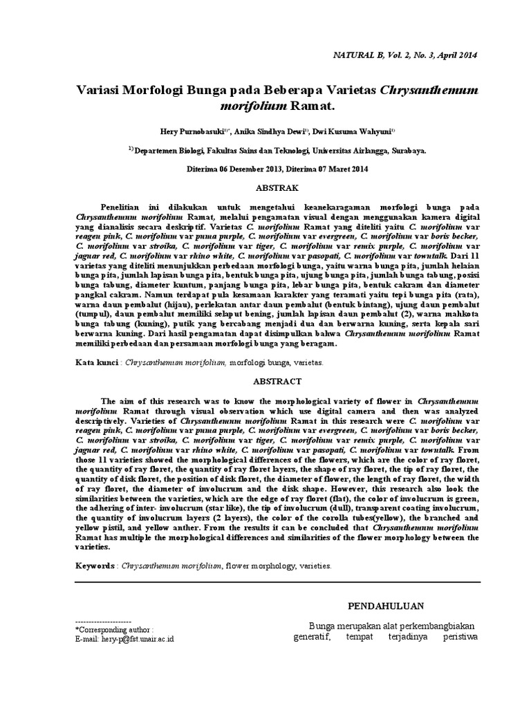 Variasi Morfologi Bunga Pada Beberapa Va | PDF