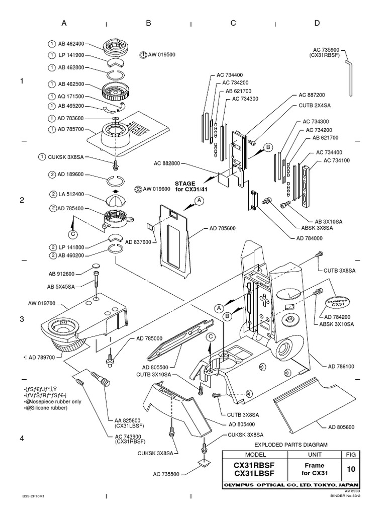 CX31/41 Microscope Parts Diagram | PDF | Tools | Equipment