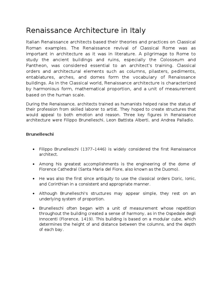 Hand Out Architecture | PDF | Renaissance | Art Media