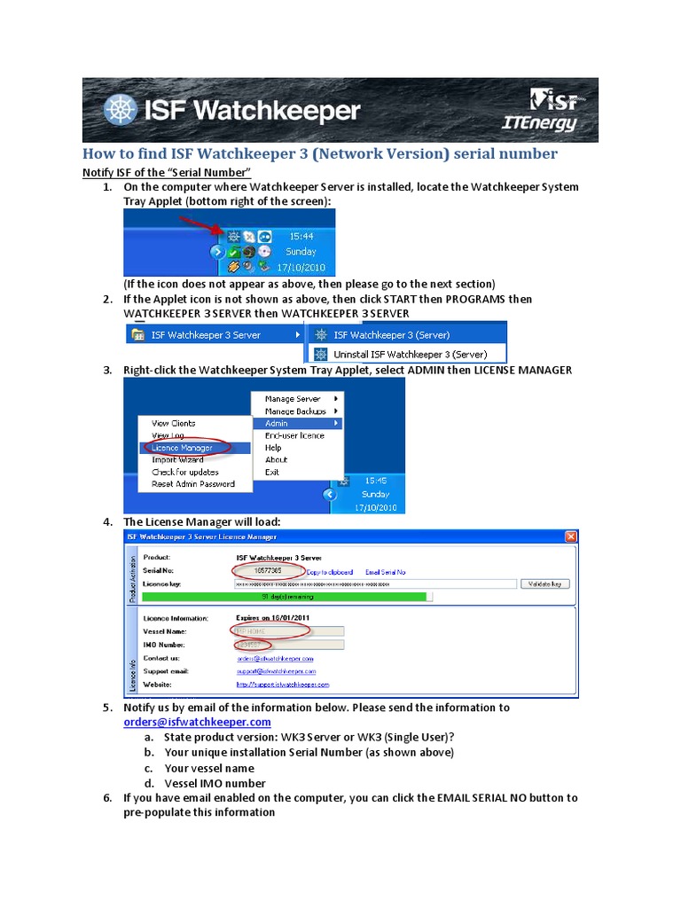 How To Find ISF Watchkeeper 3 (Network Version) Serial Number | PDF ...