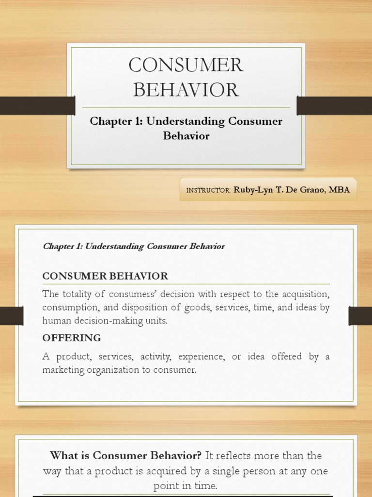 Chapter 1 Understanding Consumer Behavior PDF | PDF | Consumer Behaviour | Marketing
