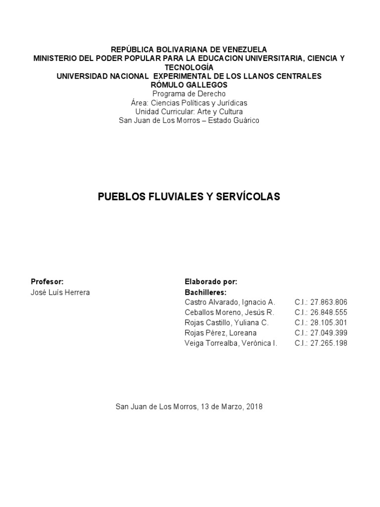 Pueblos Fluviales y Servicolas (Trabajo y Exposición) | PDF ...