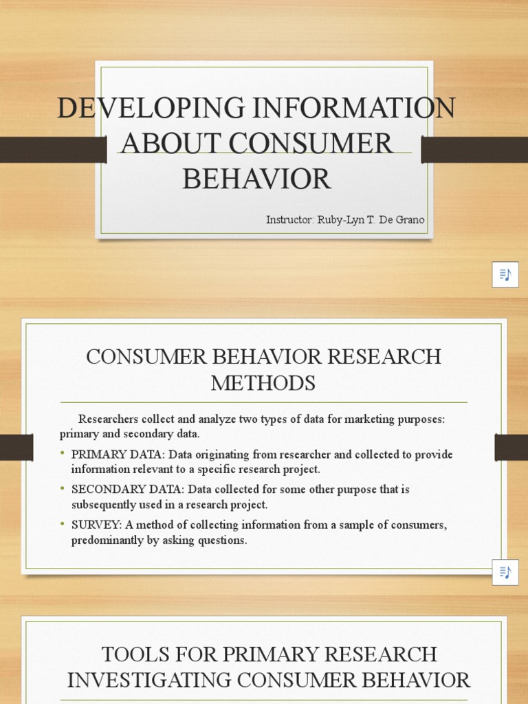 DEVELOPING INFORMATION ABOUT CONSUMER BEHAVIOR Appendix Chap 1 | PDF