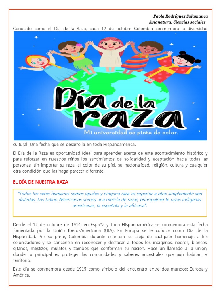 Día de la Raza en Colombia | PDF | Exploración de América del Norte ...