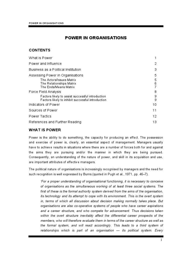 3 - Power in Organisations | PDF | Leadership | Mentorship