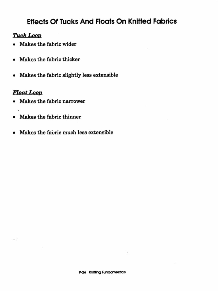 Effects of Tucks and Float | PDF