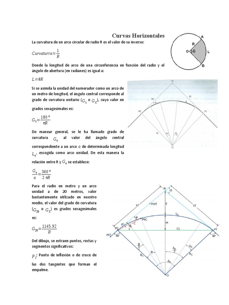 Curvas Horizontales | PDF | Tangente | Curva