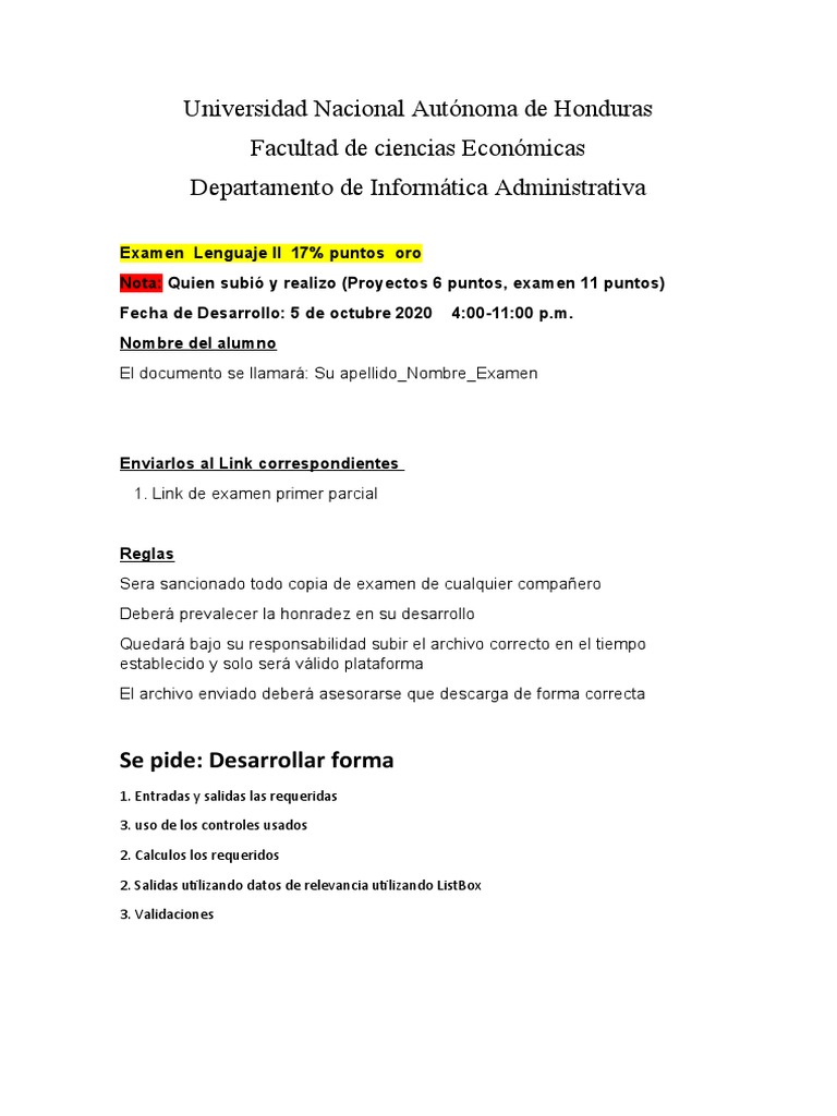 Examen Dibisa Lenguaje II | PDF