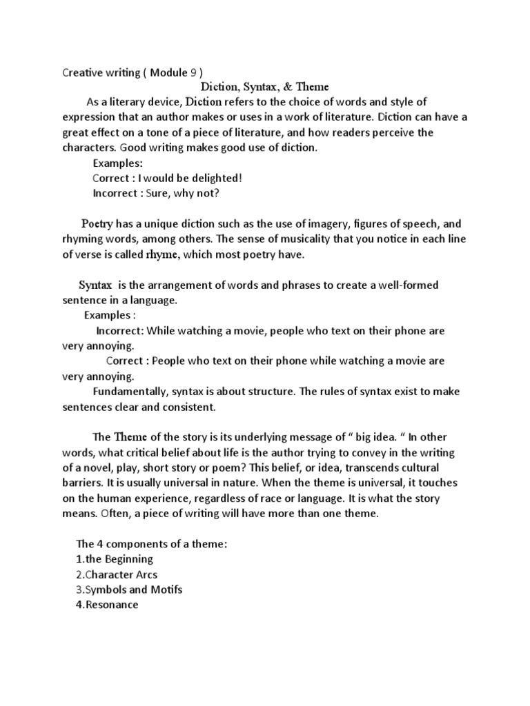 Creative Writing (Module 9) | PDF | Symbols | Poetry