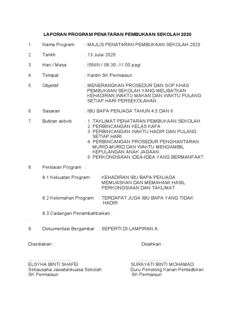 PK01 3 Format Laporan Program | PDF