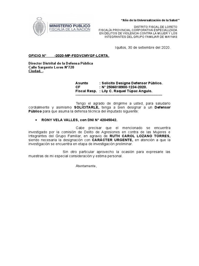 Oficio Defensoria Publica | PDF | Ciencias sociales