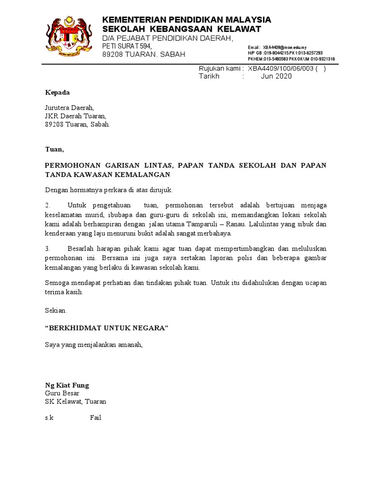 Contoh Surat Permohonan JKR | PDF