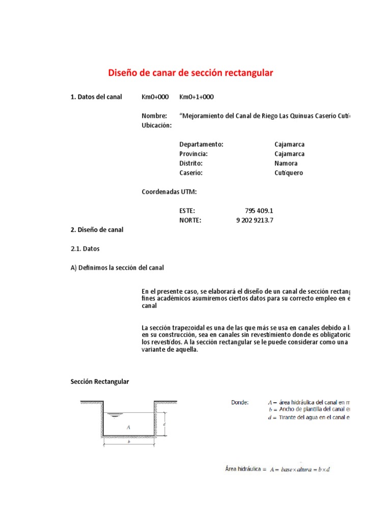 Diseño de Canal Rectangular | PDF | Hidrología | Agua