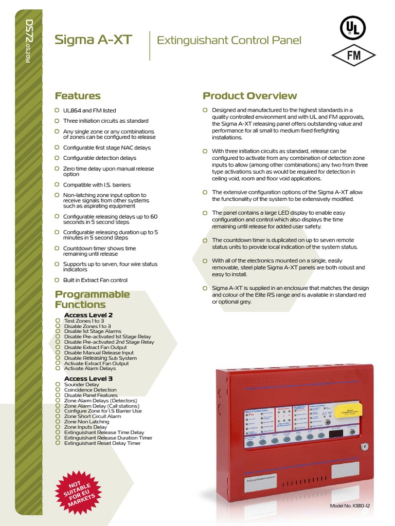 Sigma A-XT: Extinguishant Control Panel | PDF | Relay | Detector (Radio)