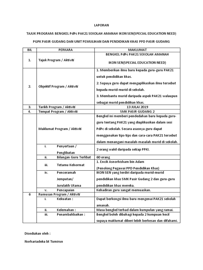 Laporan Bengkel Pak21 | PDF