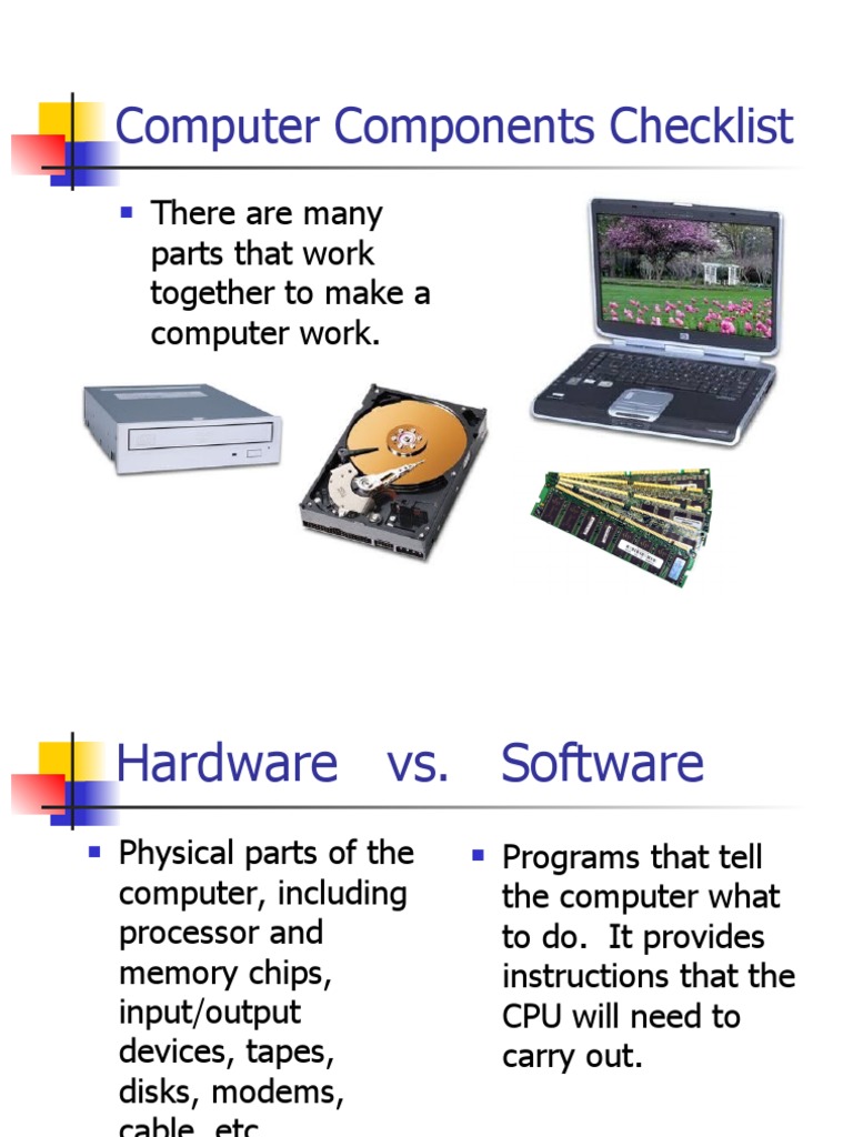 Computer Components Checklist: There Are Many Parts That Work Together To Make A Computer Work ...