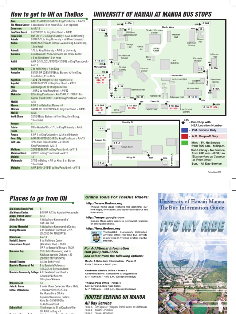 How To Get To Uh On Thebus University of Hawaii at Manoa Bus Stops ...