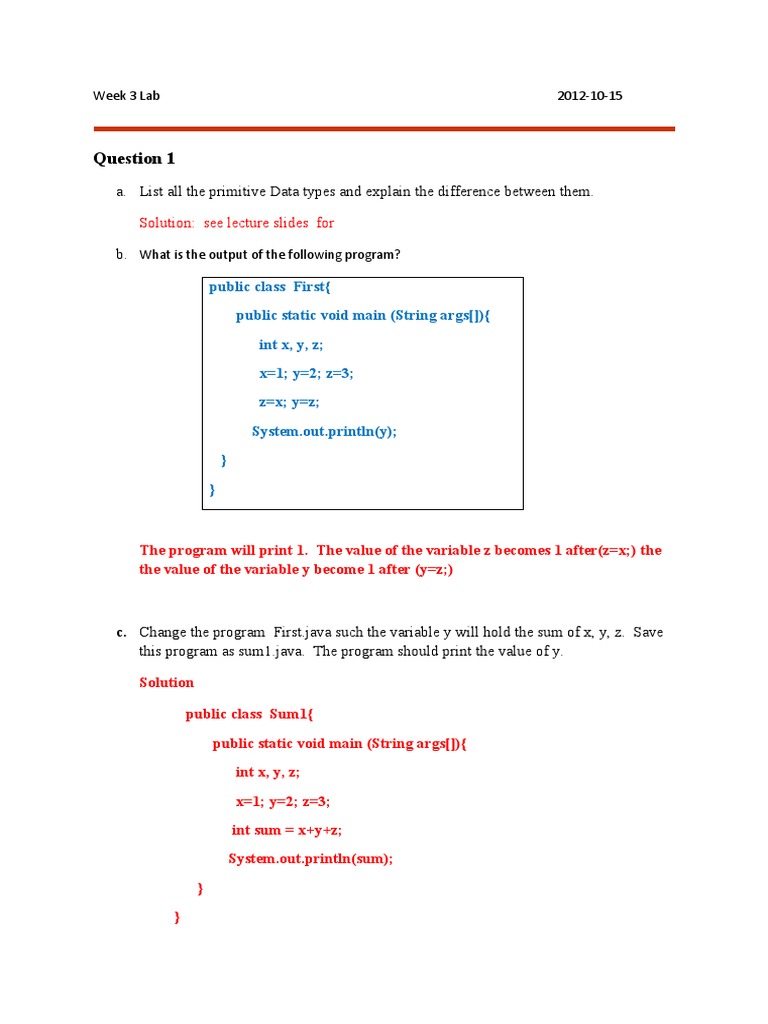 A. List All The Primitive Data Types and Explain The Difference Between Them | PDF | Integer ...