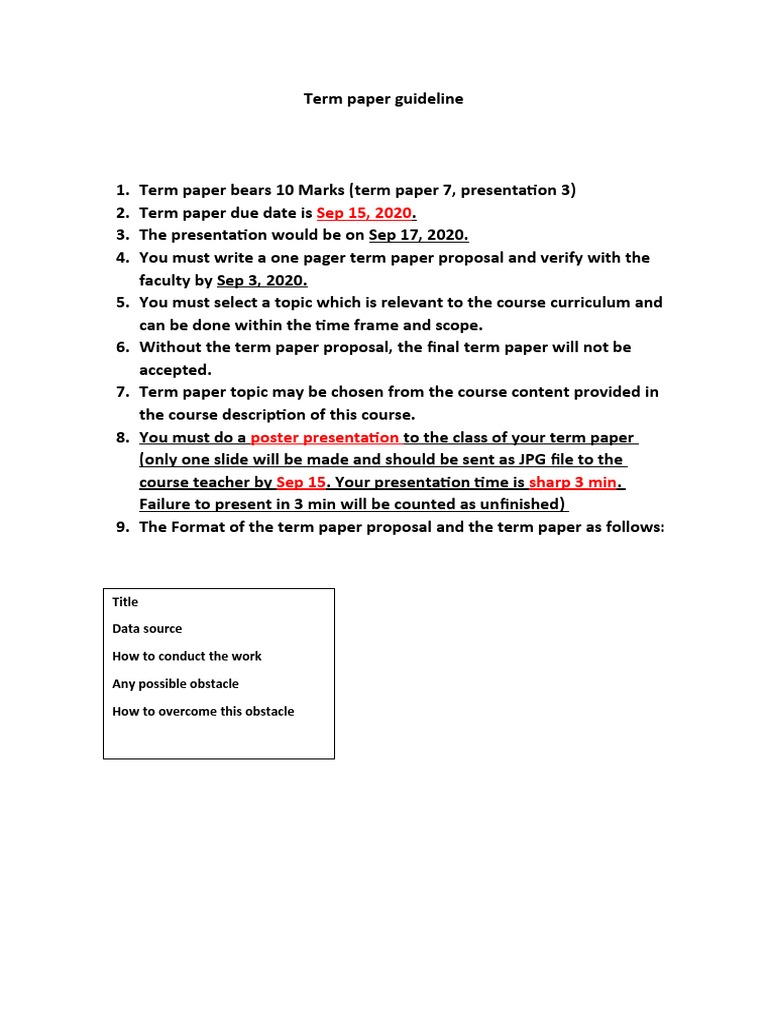 Term Paper Guidelines and Requirements | PDF | Career & Growth