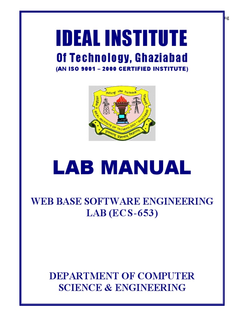 Ideal Institute: Lab Manual | PDF | Java Servlet | Java Server Pages