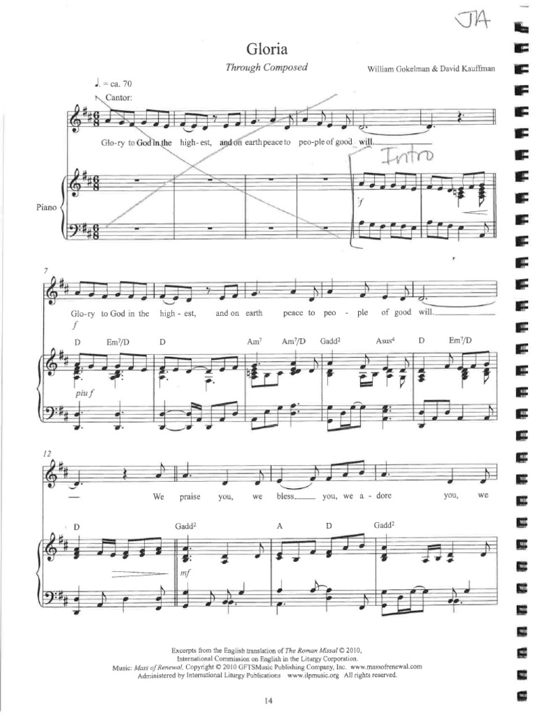 Mass of Renewal Through-Composed Gloria PDF | PDF
