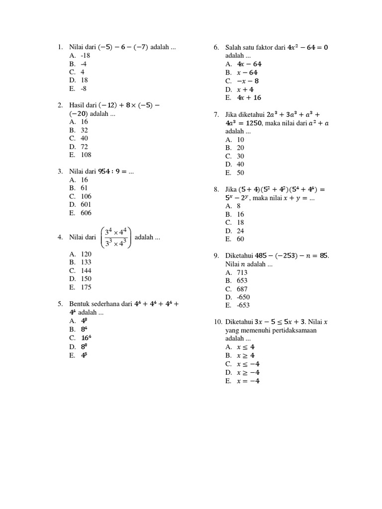 Soal Tes Kemampuan Dasar Numerasi | PDF