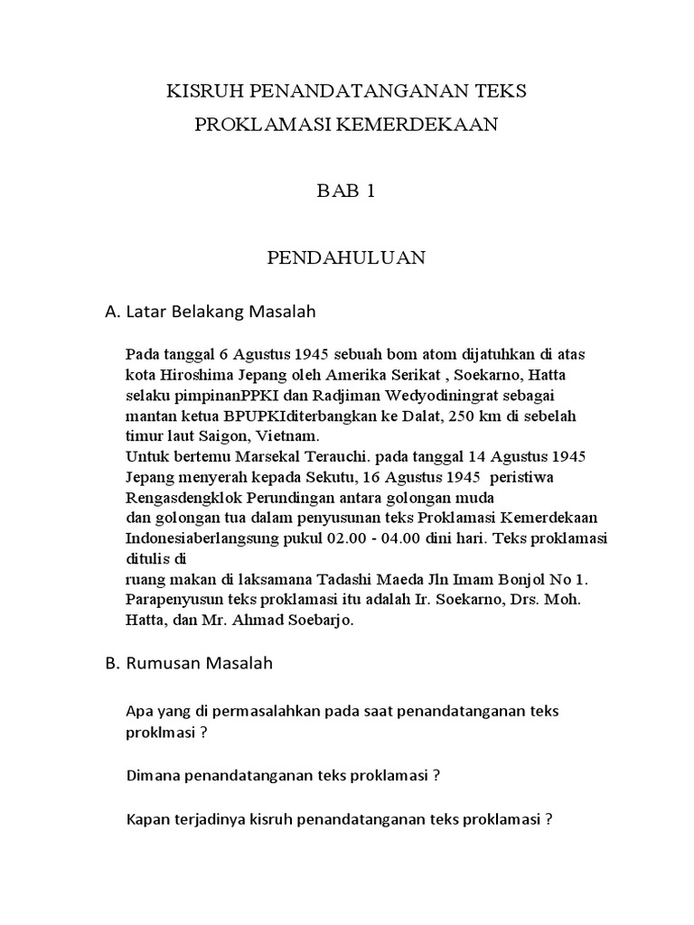 Kisruh Penandatanganan Teks Proklamasi Pdf