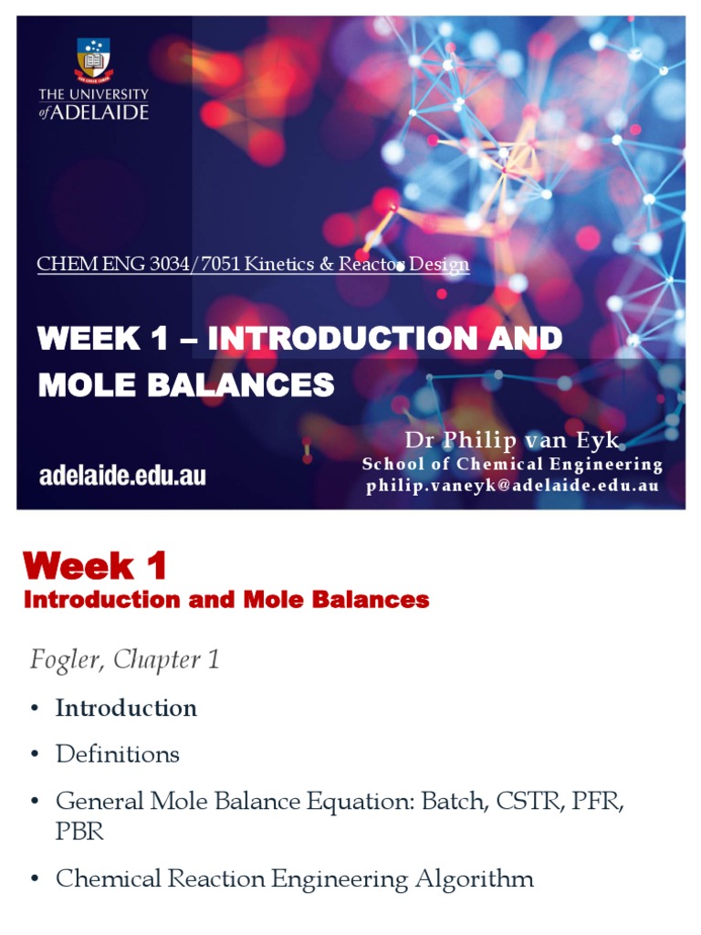 Introduction to Mole Balances in Reactor Design | PDF | Chemical ...