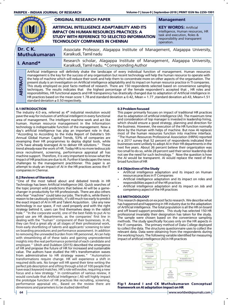 Dr. C K. Muthukumaran I. Anand : Paripex - Indian Journal of Research ...