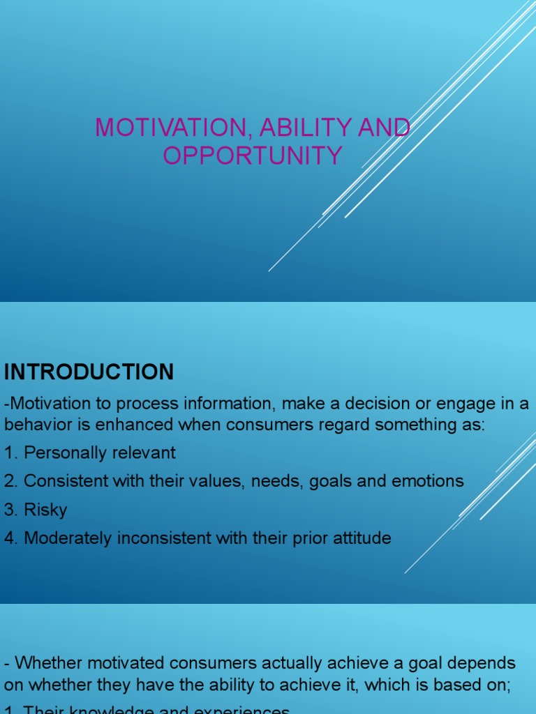 Motivation, Ability and Opportunity | PDF | Motivation | Motivational