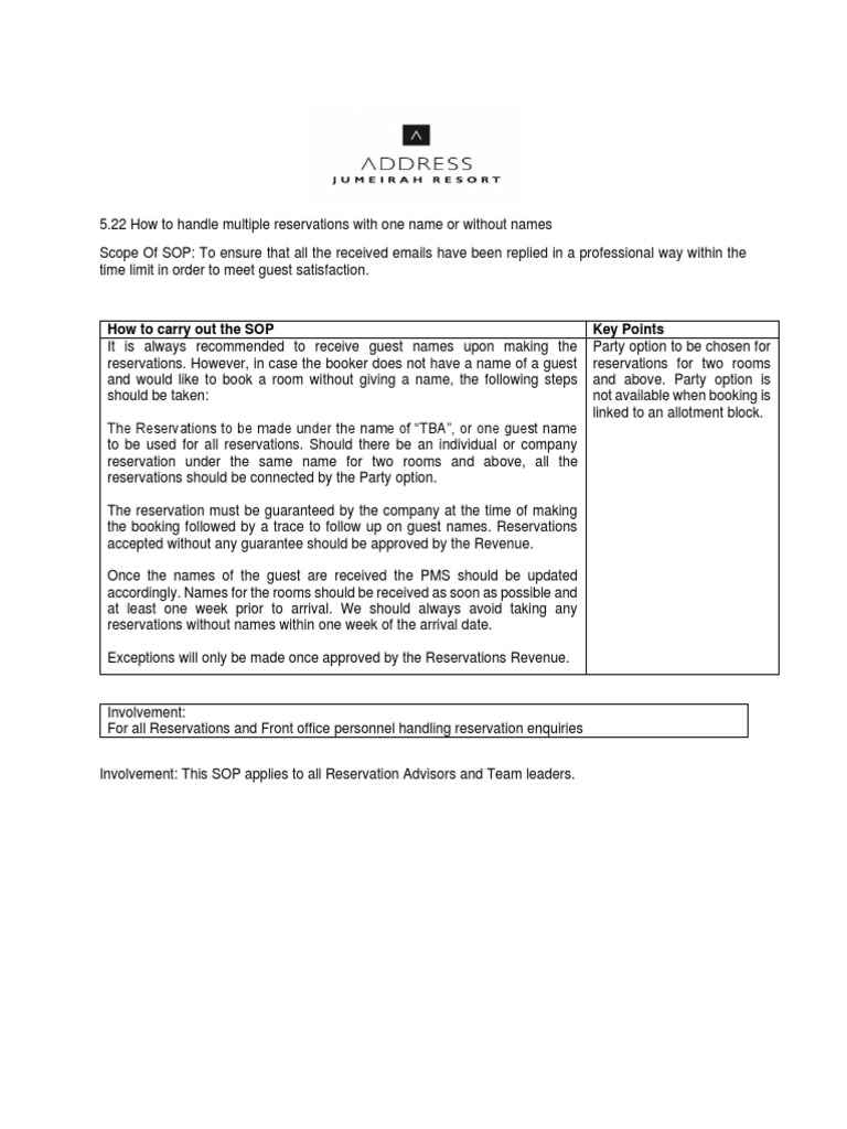 1.22 How To Handle Multiple Reservations With One Name or Without Names ...