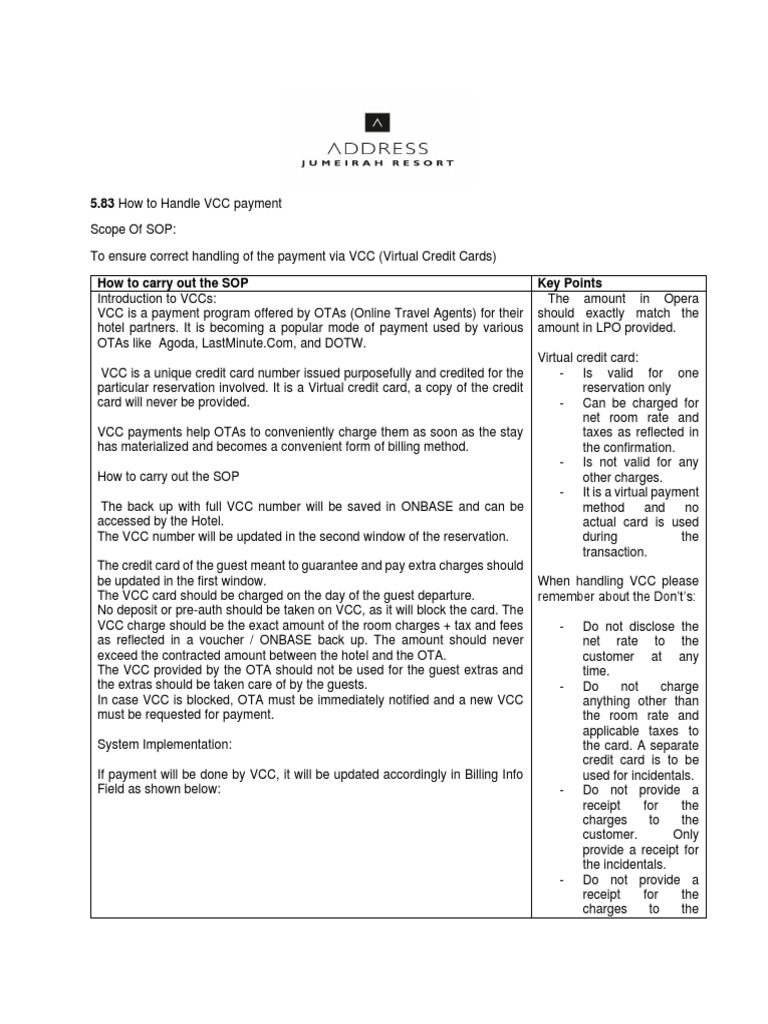 1.83 How To Handle VCC Payment PDF | PDF | Credit Card | Payments