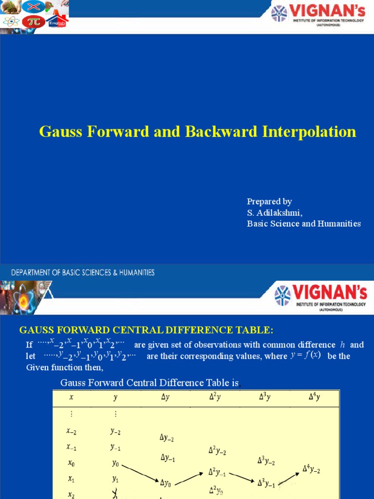 Gauss Forward and Backward Interpolation | PDF Gauss Forward and Backward Interpolation | PDF