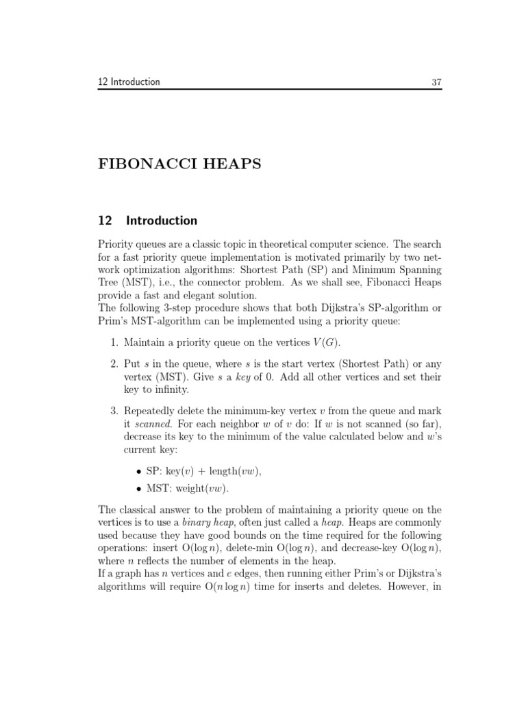 Fibonacci Heaps: Efficient Priority Queues | PDF