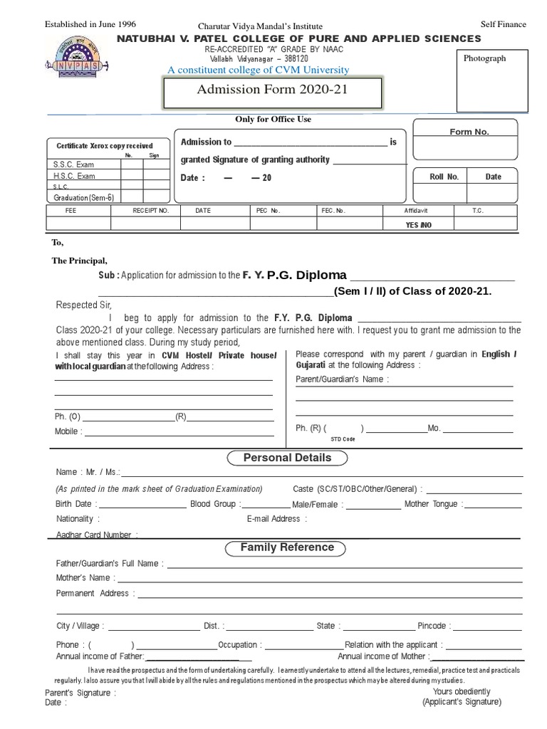 PG Form Student | PDF | Educational Stages | Learning