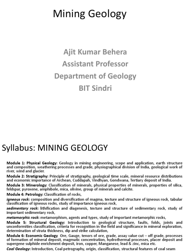 MINING GEOLOGY Module 1 PDF | PDF | Weathering | Rock (Geology)