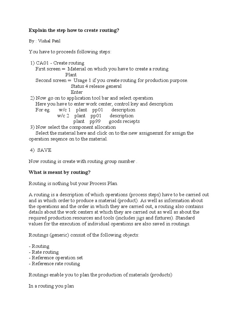 Explain The Step How To Create Routing?: By: Vishal Patil | PDF ...