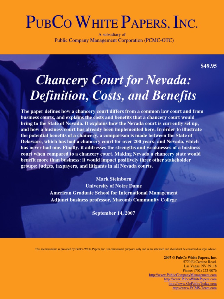 Chancery Court For Nevada: Definition, Costs, and Benefits | PDF ...