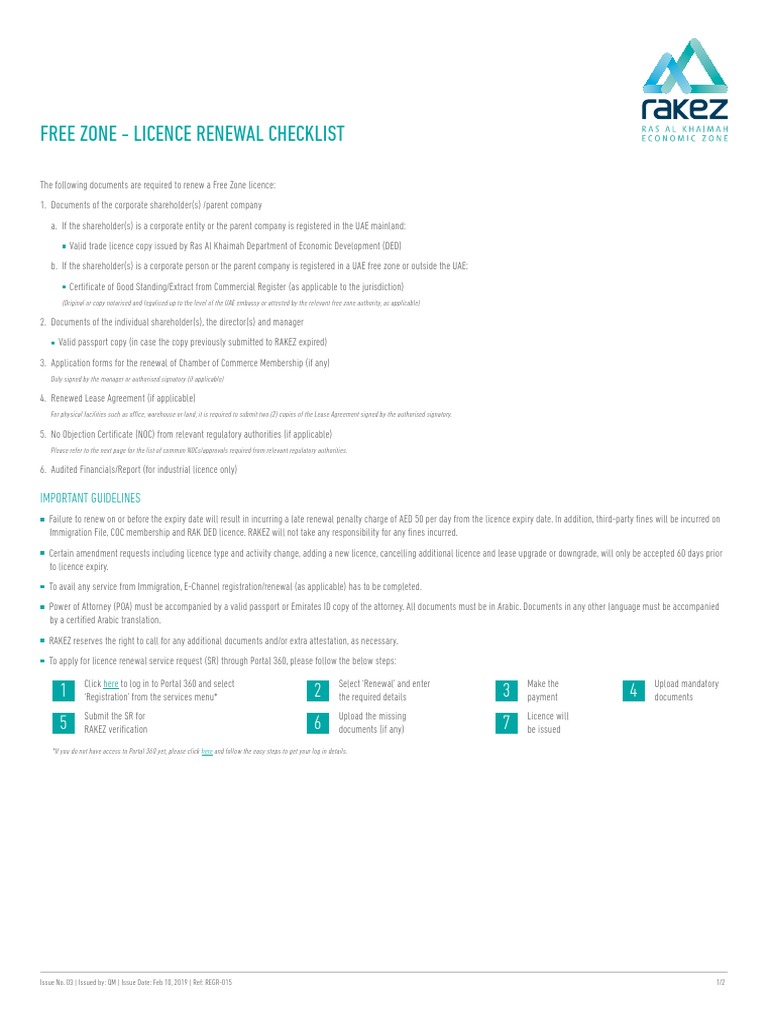 Free Zone - Licence Renewal Checklist: Important Guidelines | PDF ...