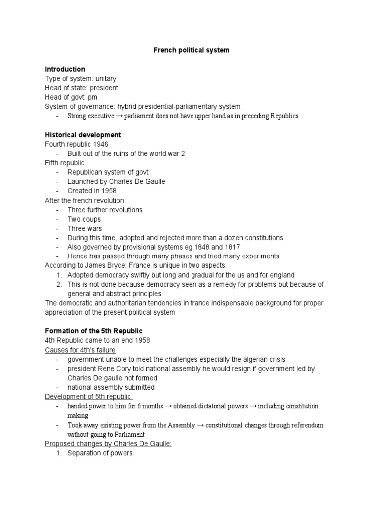 5 French Political System | PDF | Ratification | Bill (Law)