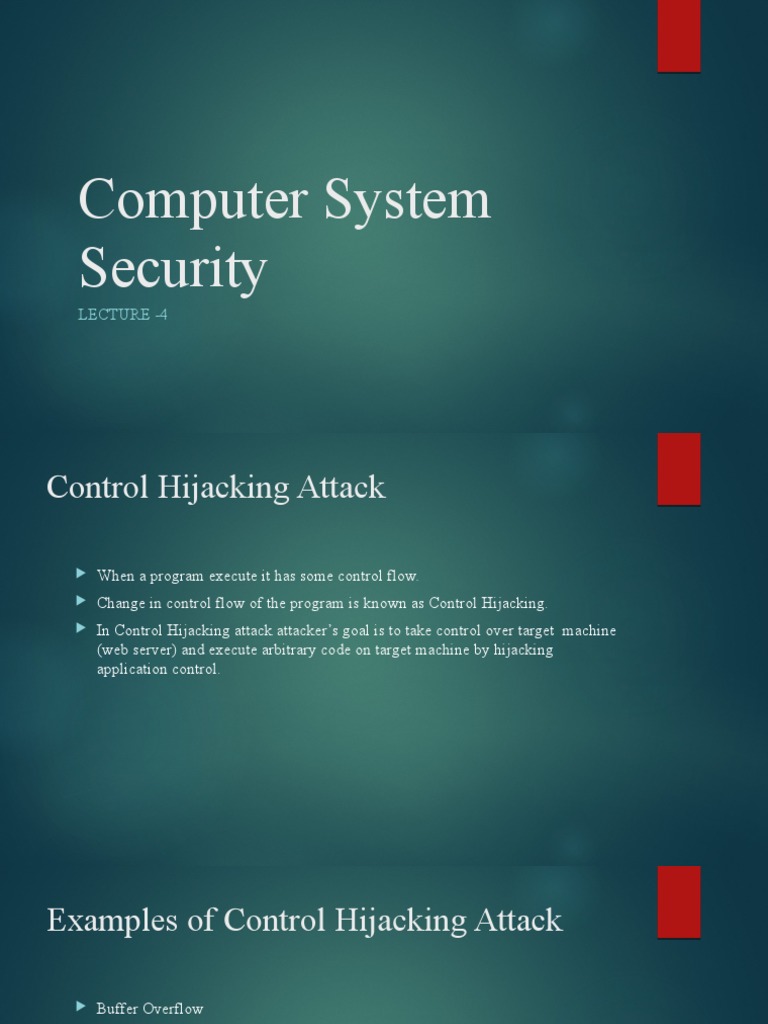 Control Hijacking Lecture 4 Pdf Variable Computer Science Pointer Computer Programming